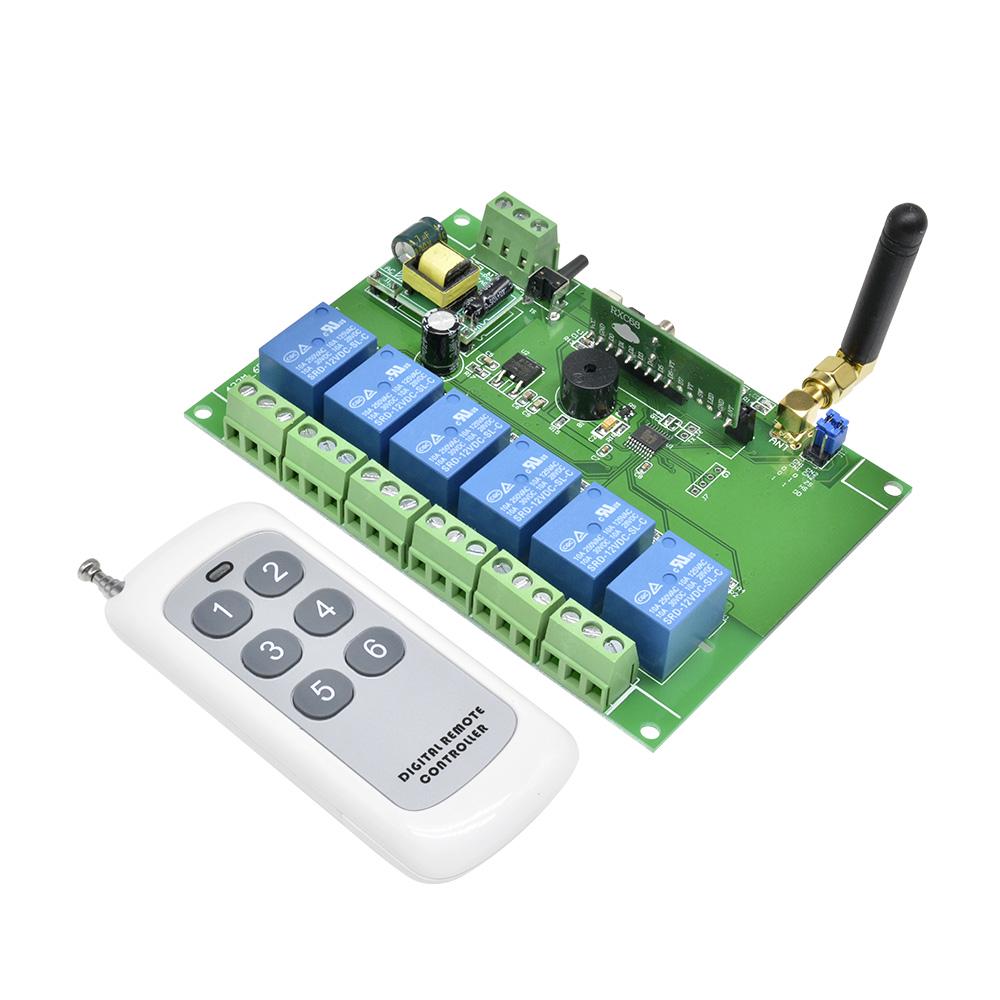 Buy 15000W 110V 220V 6CH RF Relay Module RF Remote Control Relay Board ...