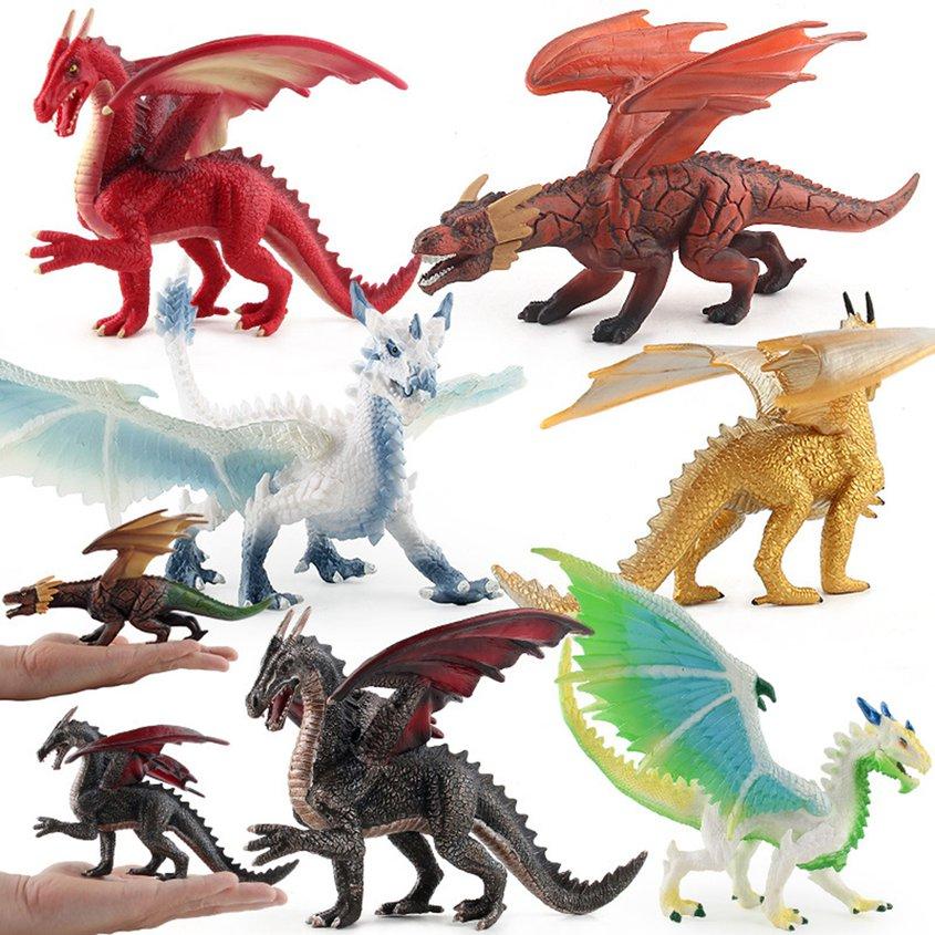 Buy KC Large Fiery Dragons Figure Toy Set Educational Simulated ...