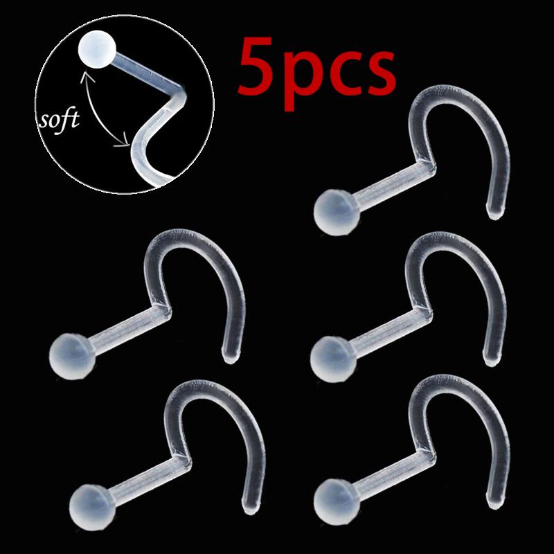 Buy Pdtoweb 5x Nose Stud Hypo Allergenic Clear Acrylic Plastic Retainer ...
