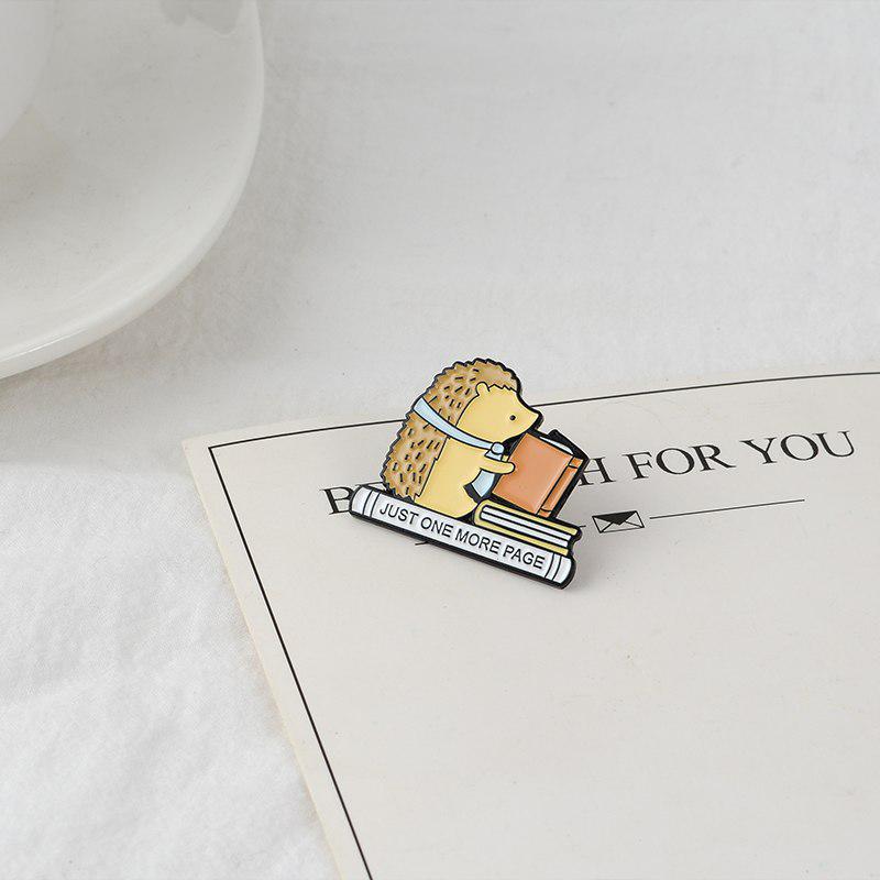 Cute Hedgehog Read Pin Reader Brooches Badges Lapel Pins Book Quote ...