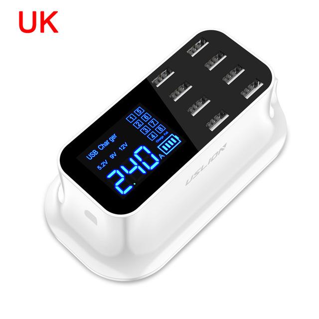 Buy LED Display 8 Ports USB Charger Smart Charger 2.4A Desktop Charger ...