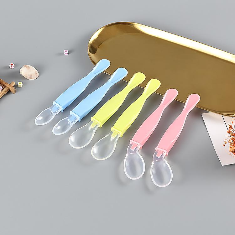PP Silicone Safety Big Head Soft Spoon Baby Feeding Tableware Baby Soft ...