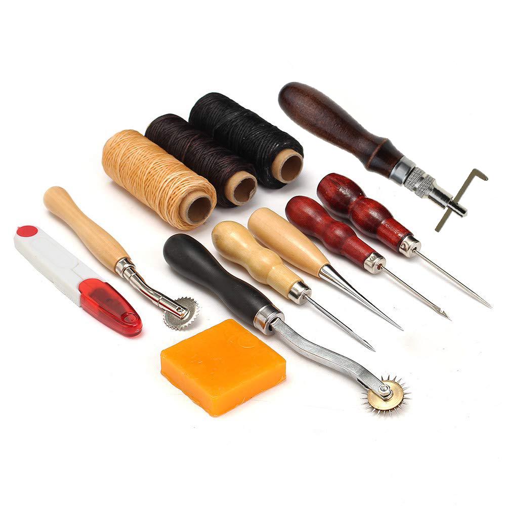Buy 14Pcs Professional Leather Craft Working Tools Kit for Hand Sewing ...