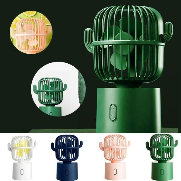 2020 New Portable Cactus Mini USB Fan Strong Wind Desktop 3 Level ...