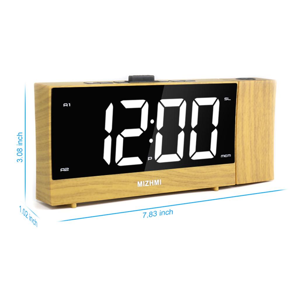 LED Alarm Clock Radio Timed Off Projection Dual Alarms Home Desktop FM ...