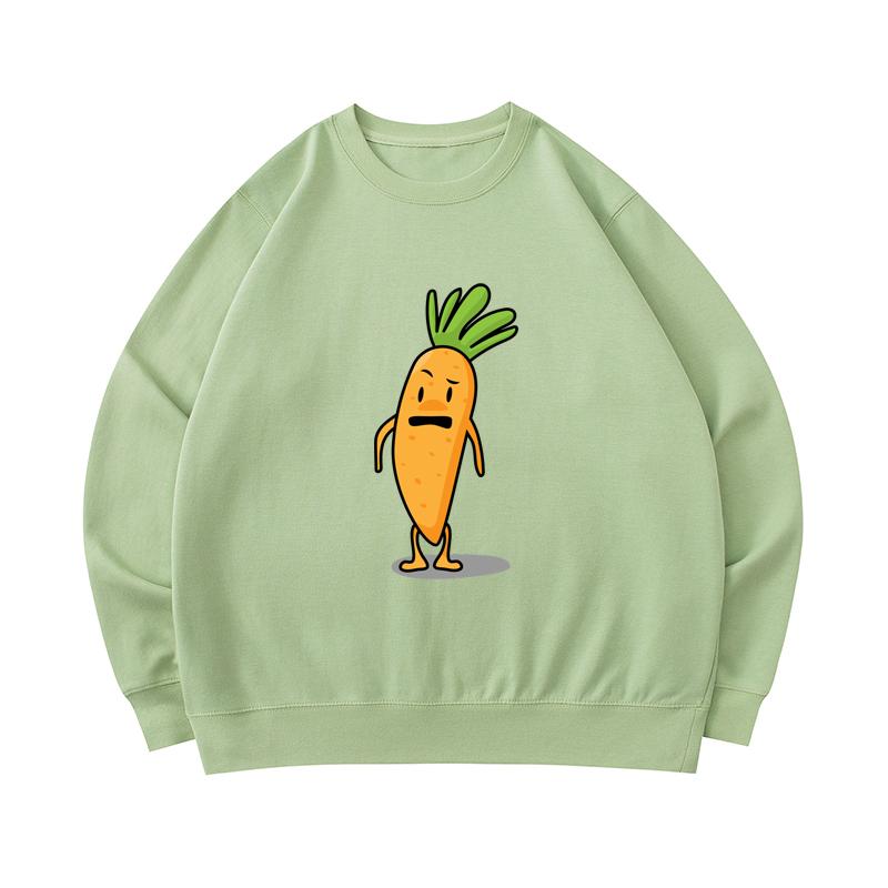 Buy Men's 300 GSM 100% Cotton Sweatshirt Carrot Print Street Fashion ...