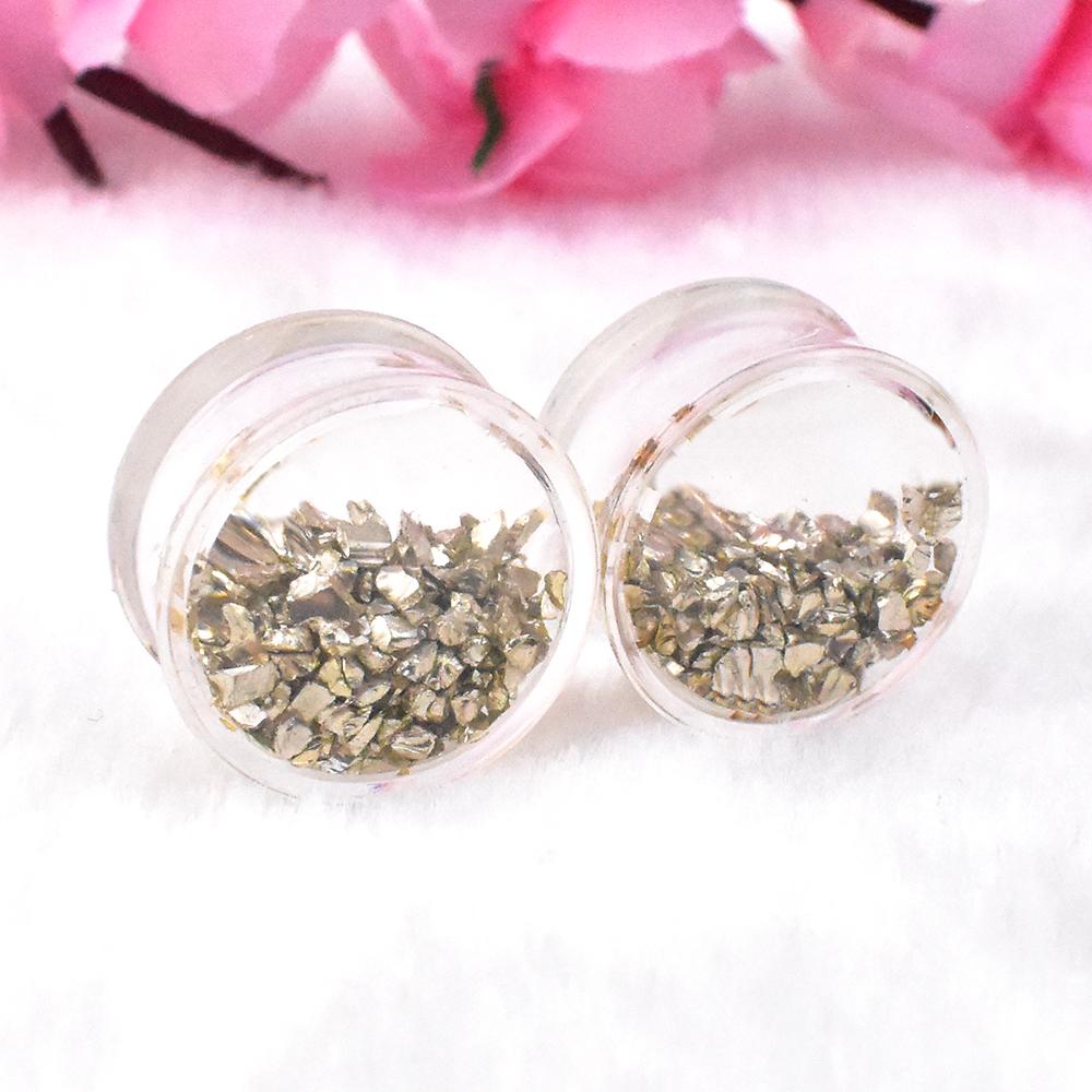 Satın alın 8-30mm Colored Metal Particles Acrylic Ear Tunnels Plug and ...