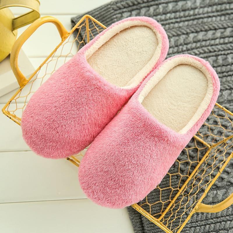 Buy Women Urban Cozy Soft Skid-proof Fleece Plush Indoor Slippers at ...