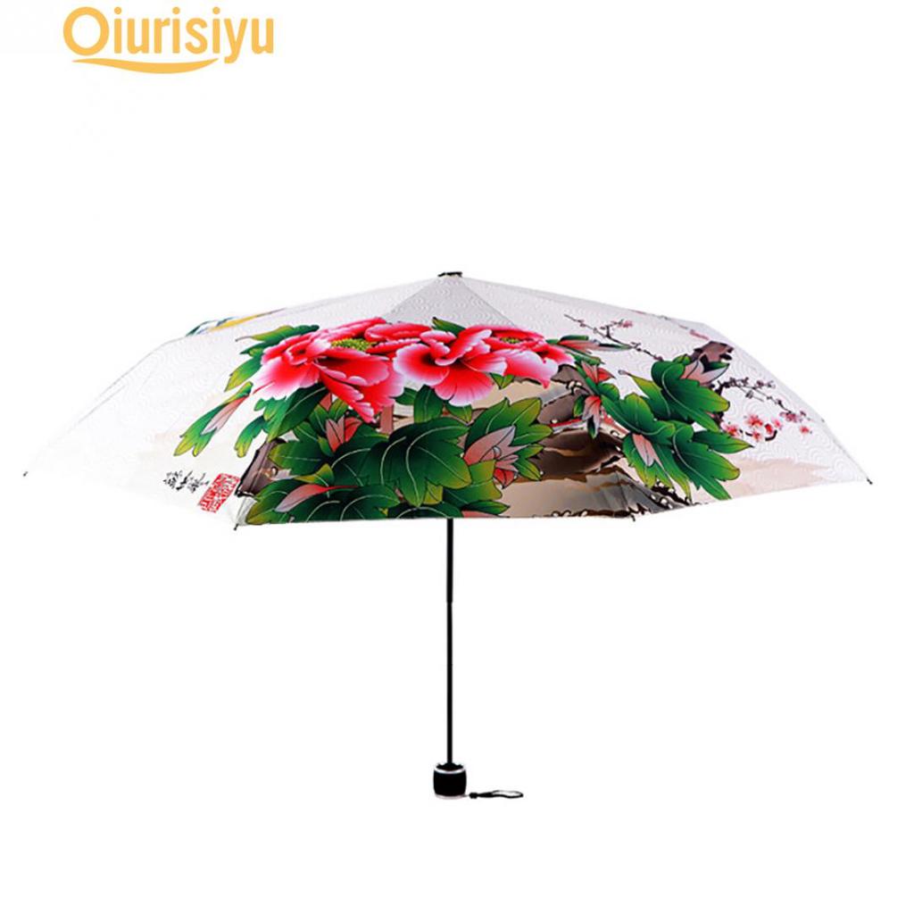 Buy Spring Scenery Pattern Summer UV Protection Rain Sun Foldable ...