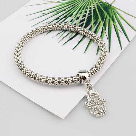 Buy 3Pcs/Set Rhinestone Heart Hand of Fatima Charm Corn Chain Lady ...