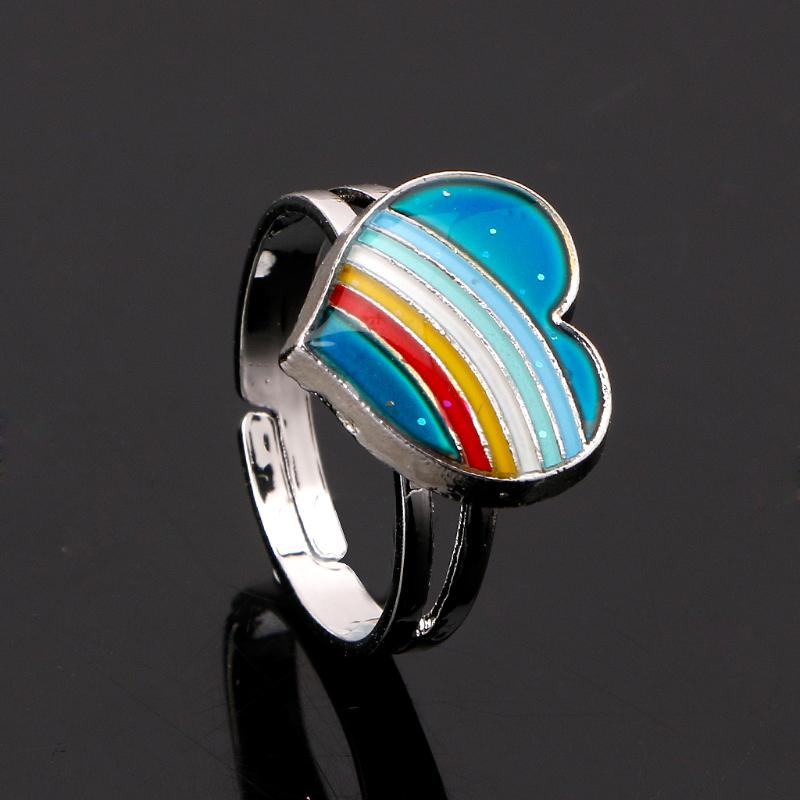 Buy Rainbow Heart Mood Ring Temperature Emotion Feeling Rings ...