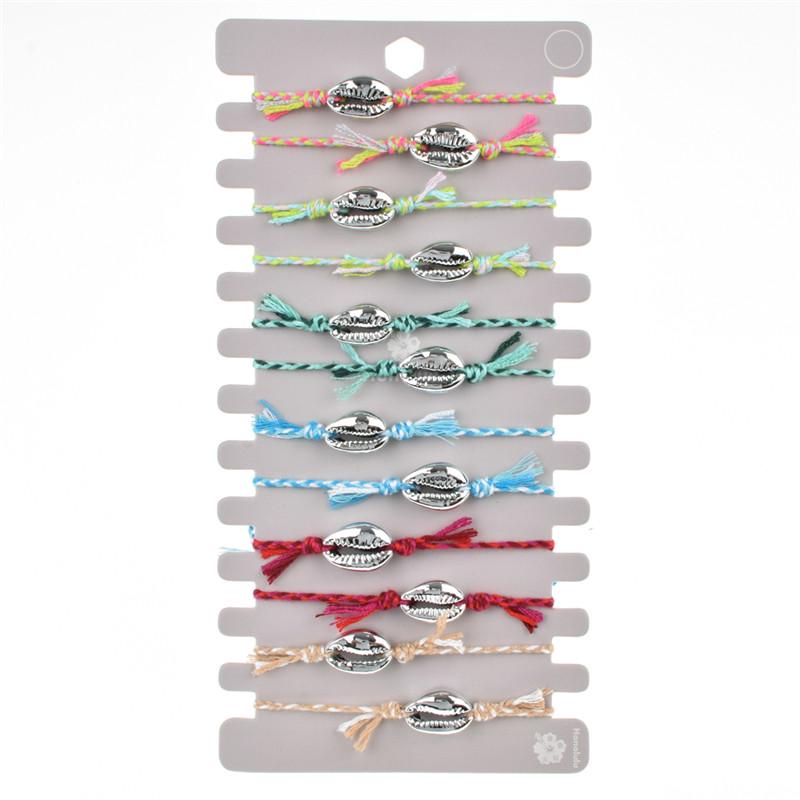 12 Piece / Fashion Men's and Women's Shell Elastic Rope Bracelet Can ...