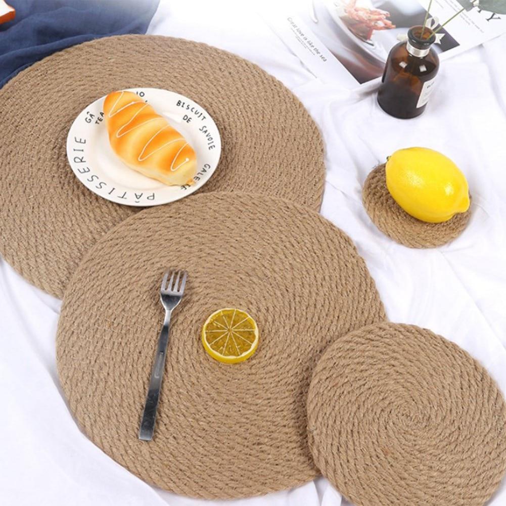 Round Woven Table Mat Heat Resistant Anti-Slid Wheat Straw round Woven ...