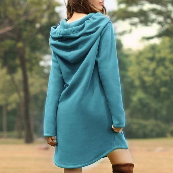 Buy Women's Long Sleeved Hooded Dress Casual Colorful Hoodies Pocket ...