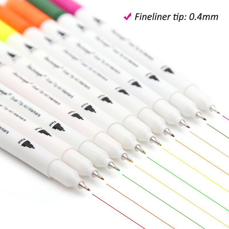 Buy 24 Colors Colouring Pens Dual-Tip Marker Pens Calligraphy Brush ...