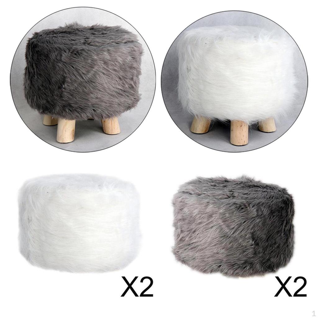 4 Pieces 4pcs/set Soft Furry Footstool Little Stool Seat Handcraft ...