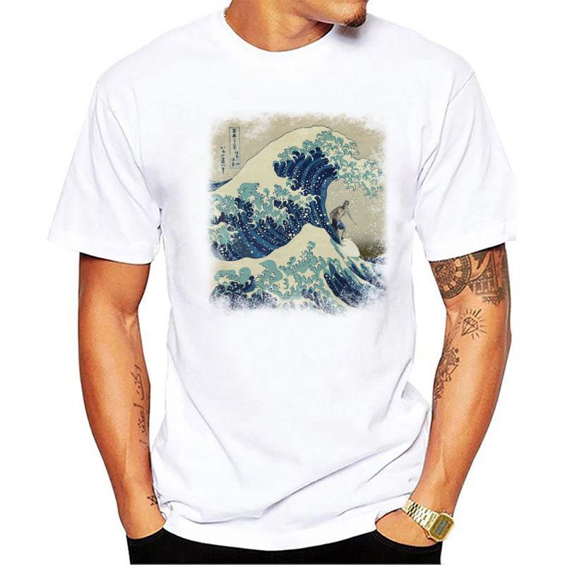 Buy T-Shirt Men'S Harajuku Street Fashion Loose Hoku Surfer Printed ...