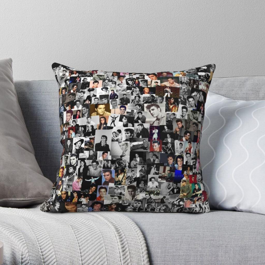 Elvis Presley Collage Square Pillowcase Polyester Linen Velvet Zip ...