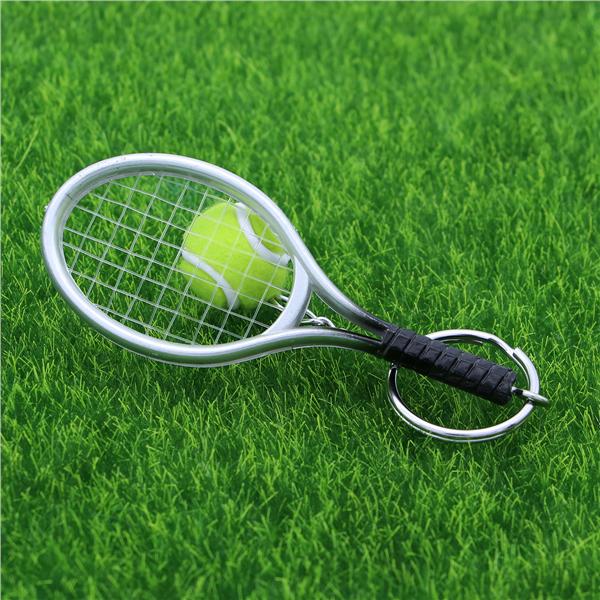 Mini Tennis Racket Keychain Key Ring Sport Charm Tennis Ball Key Chain ...
