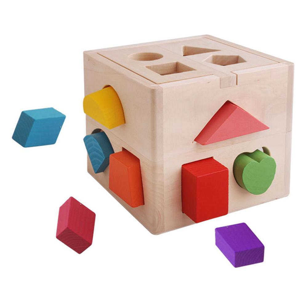 Buy Wooden 13 Hole Intelligence Box 3D Building Blocks Puzzles ...
