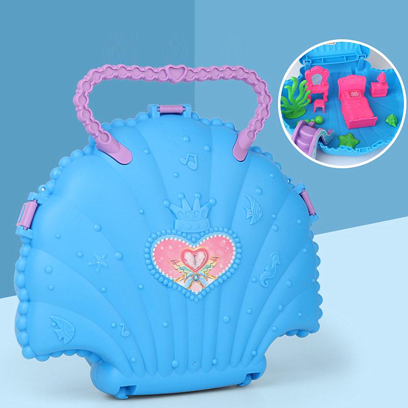 Buy Girls Portable Satchel Play Set Toys Shell Storage House Toys ...