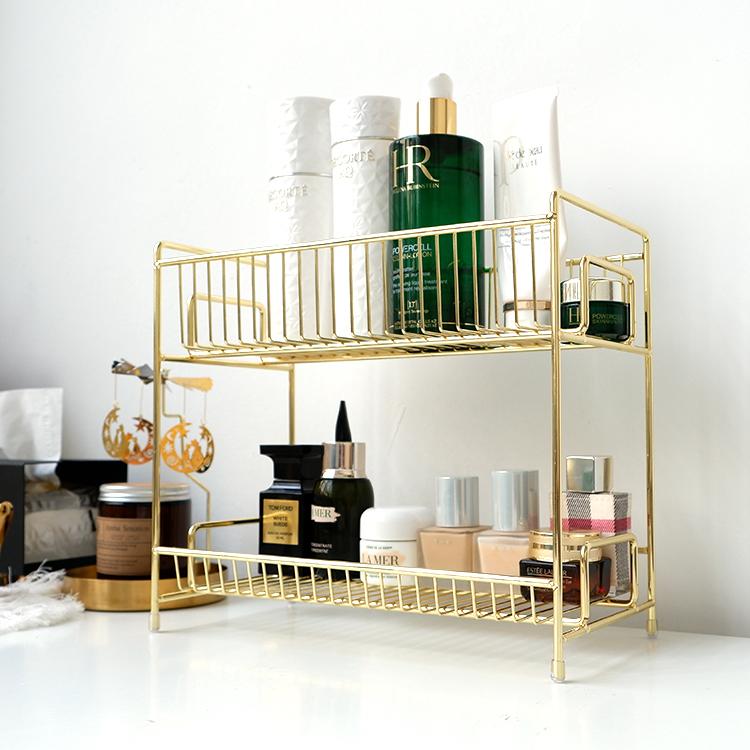 Cheap 2 Layers Metal Cosmetics Storage Rack Bathroom Makeup Organizer ...
