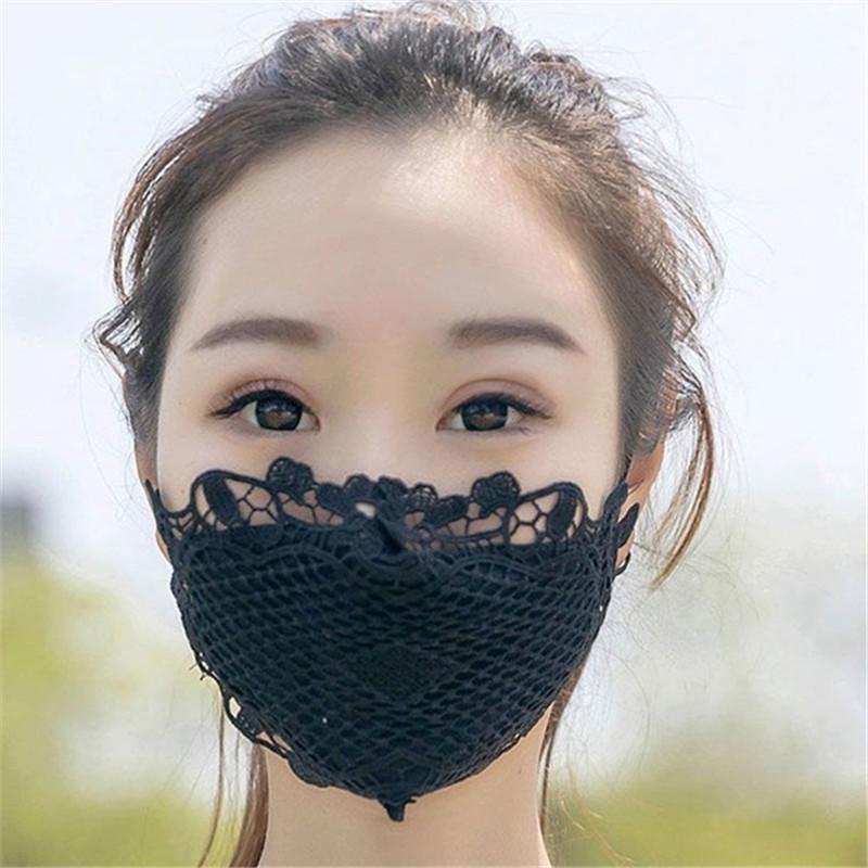 Buy Women Lady Charming Stylish Brief Solid Lace Breathable Face Mask ...