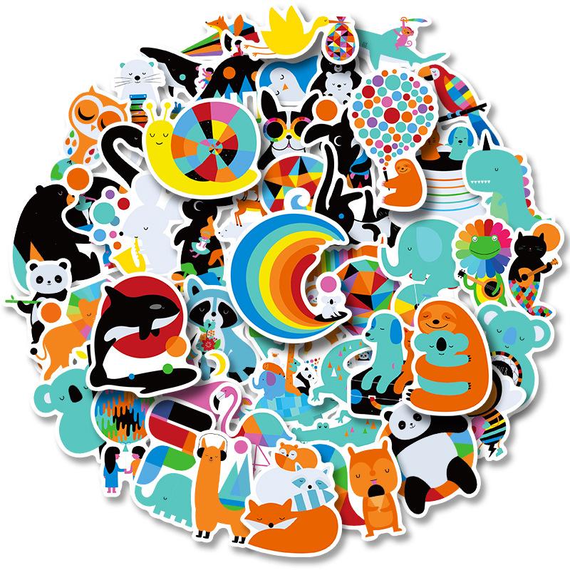 50pcs/set of Colorful Cartoon Style Cute Animal Pattern Repetitive ...