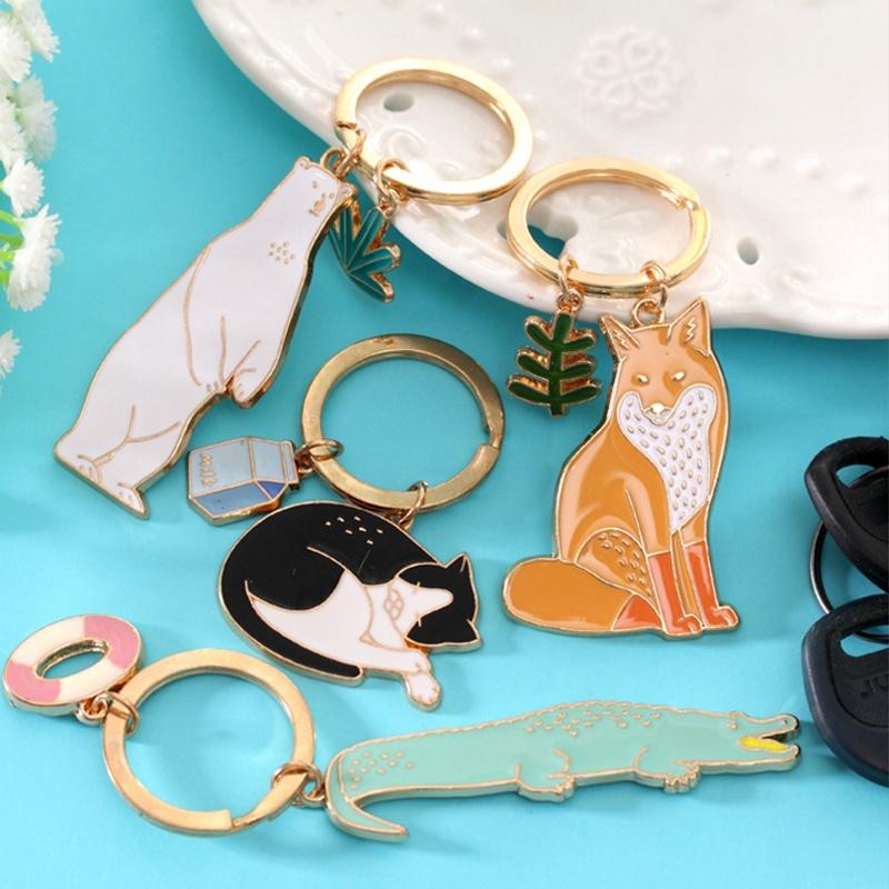 Buy Cute Animal Alloy Metal Keyring Car Key Chain Bag Hanging Charm ...