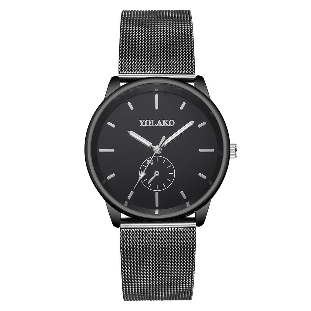 Buy YOLAKO Men's Stainless Steel Mesh Belt Watch With Simple Mirror ...