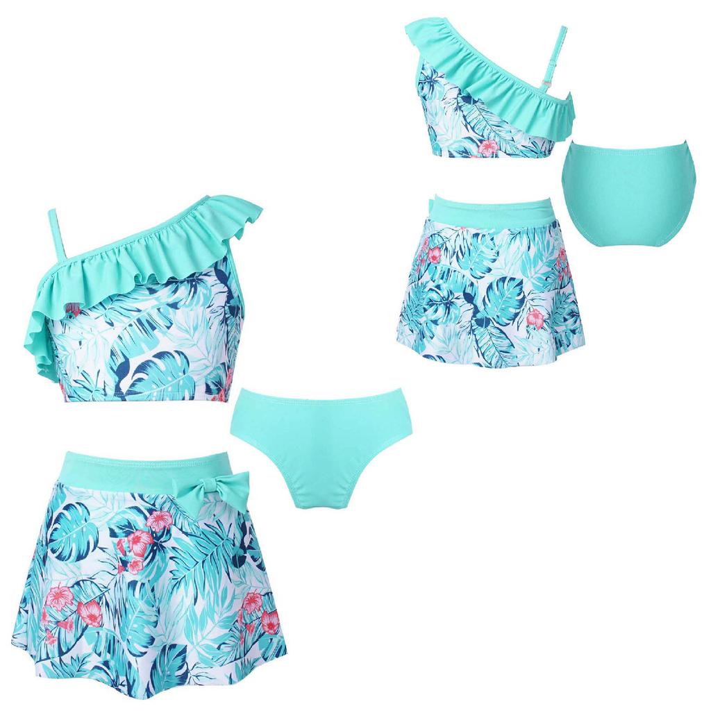Buy Kids Girls Tankini Set 3 Piece Floral Print Tank Vest Tops with ...
