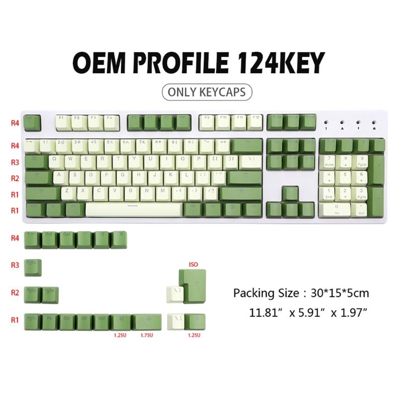 Buy 124 Keys Matcha OEM Color Matching Key Cap PBT Double-shot ...