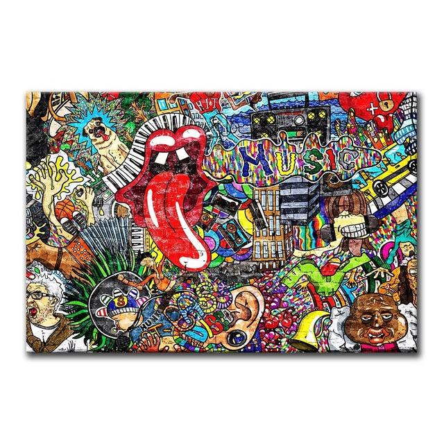 Cheap Graffiti Artwoek Music Theme Oil Painting Canvas High Definition ...