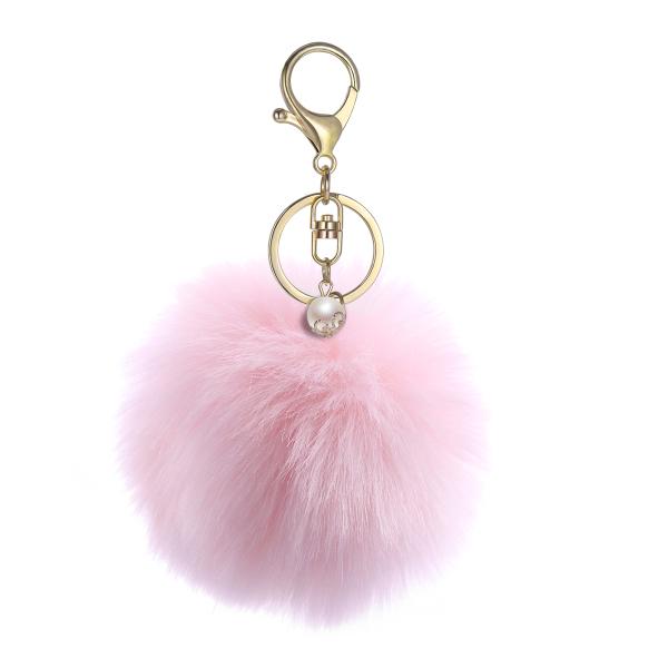 Buy Solid Color Fluffy Ball Pom Pom Ball Key Ring Charms Pendant for ...