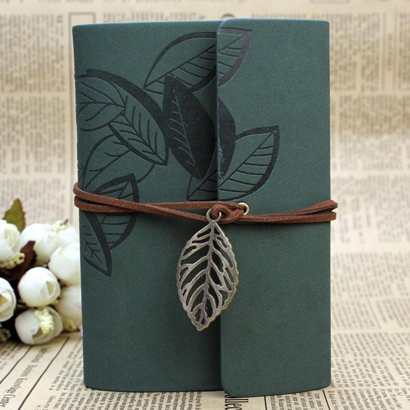 Buy Faux Leather Cover Notebook Vintage Blank Journal Retro Writing ...