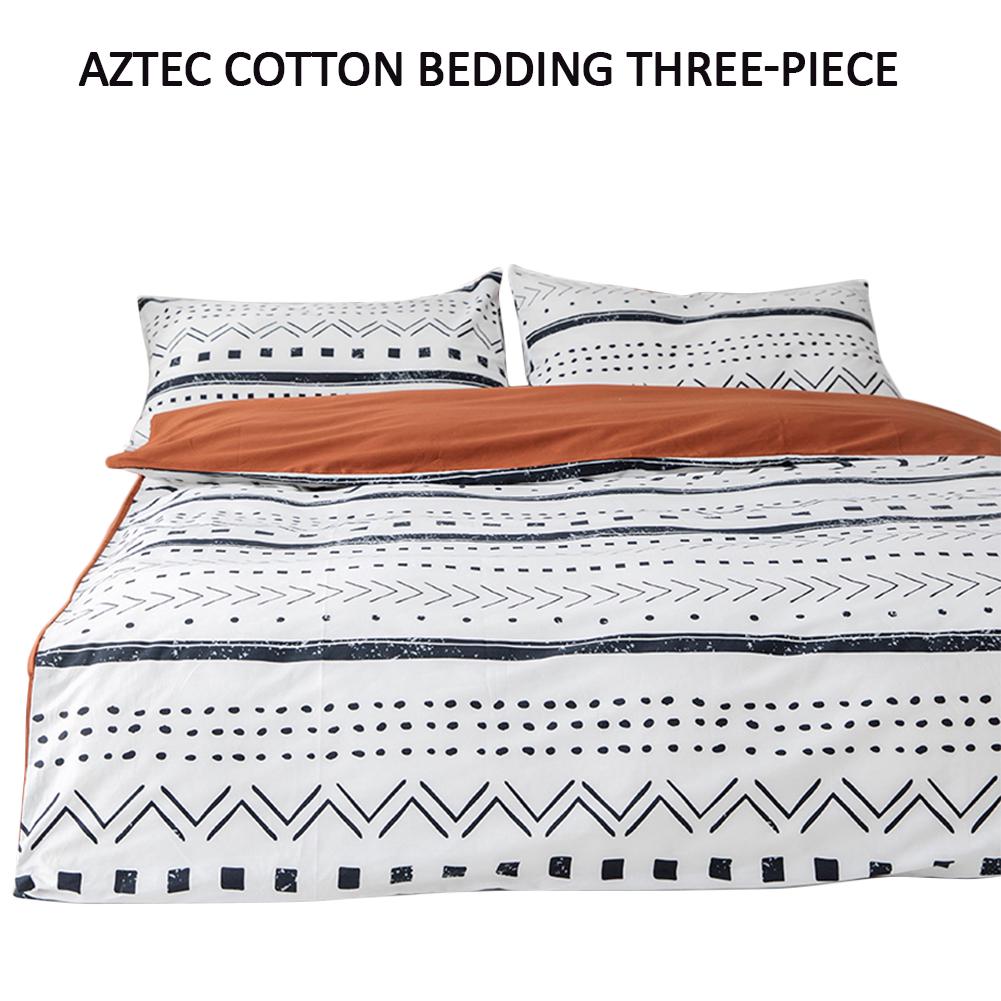 Buy 3PCS Geometric Pattern Bedding Comforter Cover with Corner Ties ...