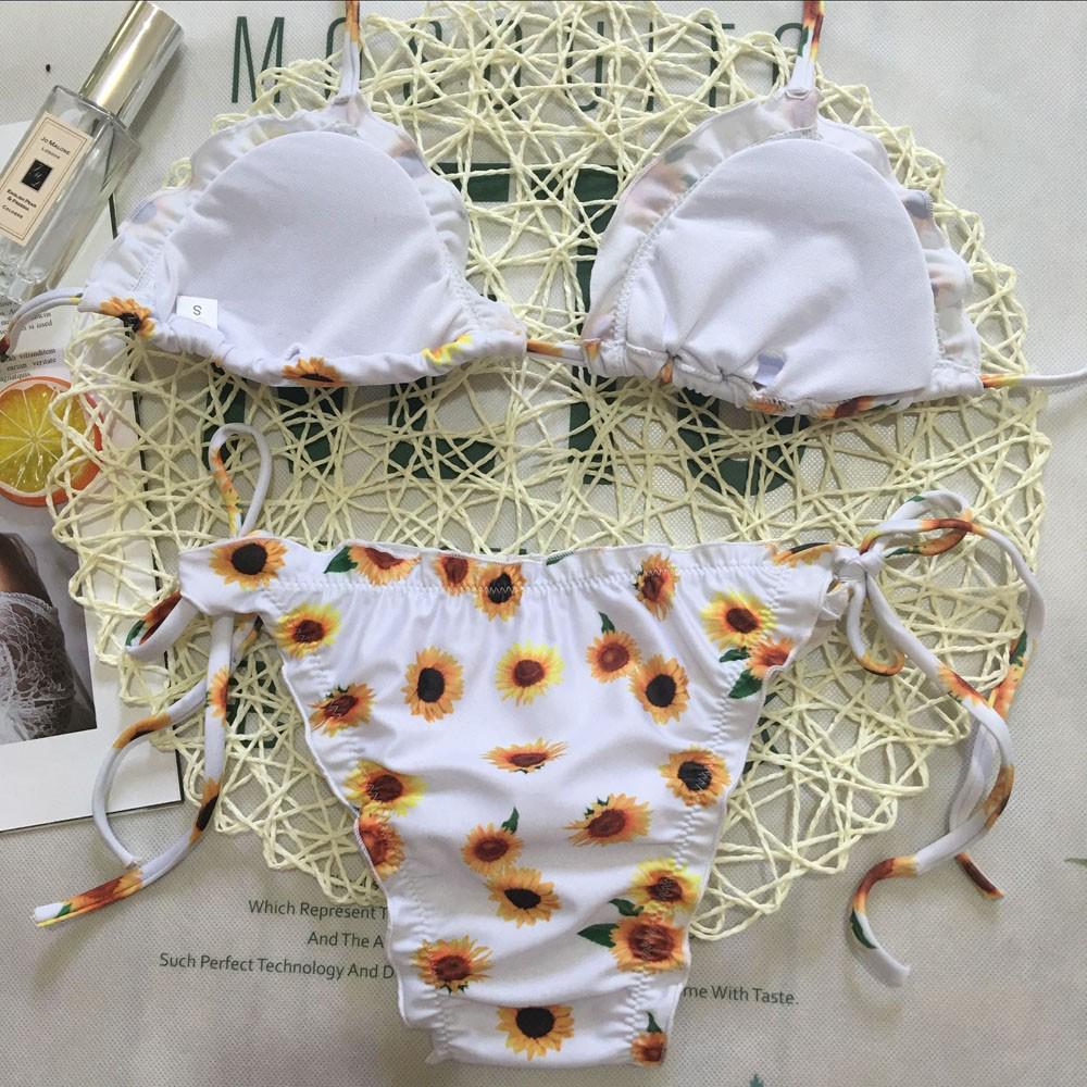 Cheap Sexy Bikinis Set Women Sunflower Print Tankini Brazilian Swimwear ...