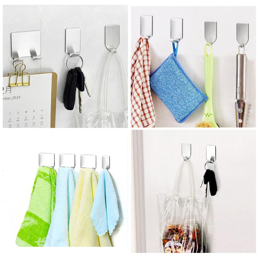 Buy Self-Adhesive Wall Hooks Holder Stainless Steel Towel Holder Multi ...