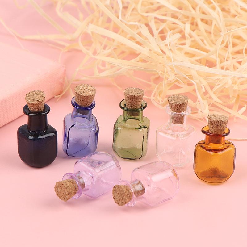 Buy Mini Glass Color Bottles With Stopper Cork Rectangle Diy Little ...