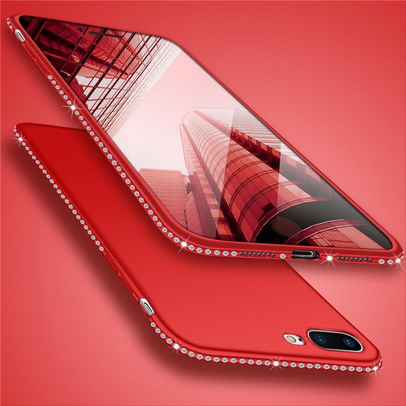 Buy Shiny Diamond Frame + Solid Color Soft Back Slim Phone Case For ...