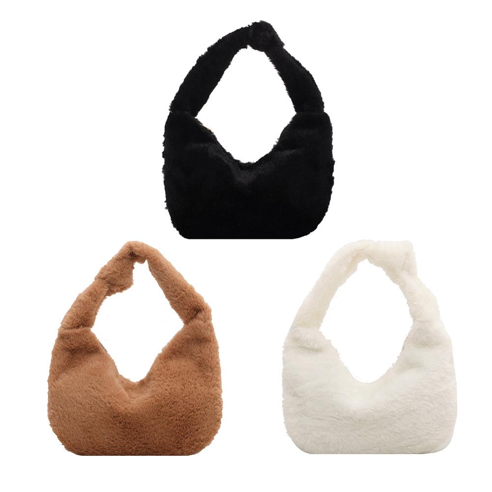 Cheap Fashion Women Pure Color Plush Small Shoulder Bags Fluffy ...
