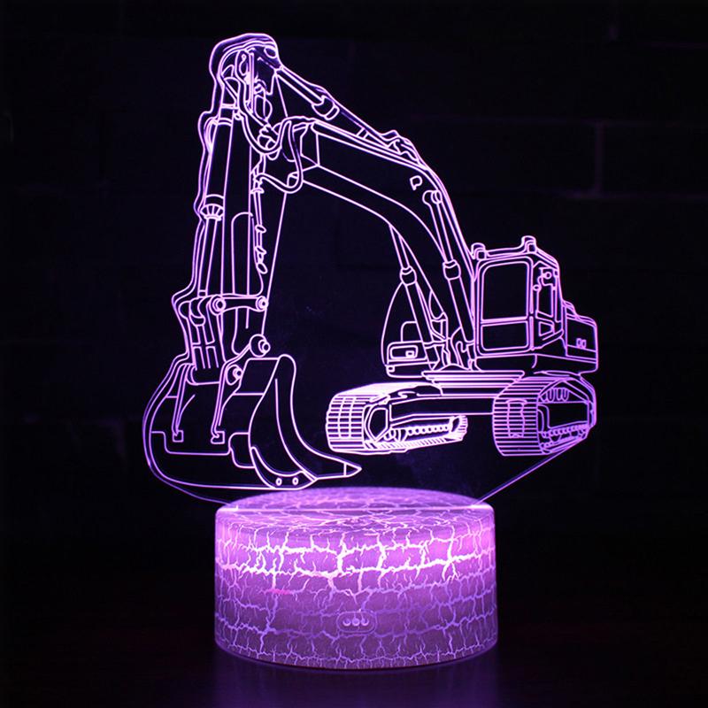Cheap Touch 3D Excavator Visual LED Night Light 7 Color Change Table ...