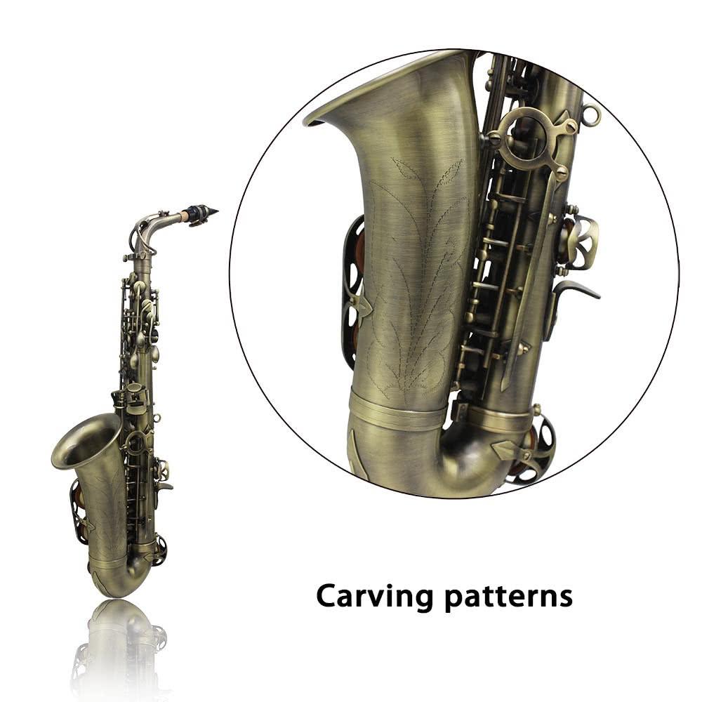 Buy HBKS High Grade Antique Finish Bend Eb E-flat Alto Saxophone Sax ...