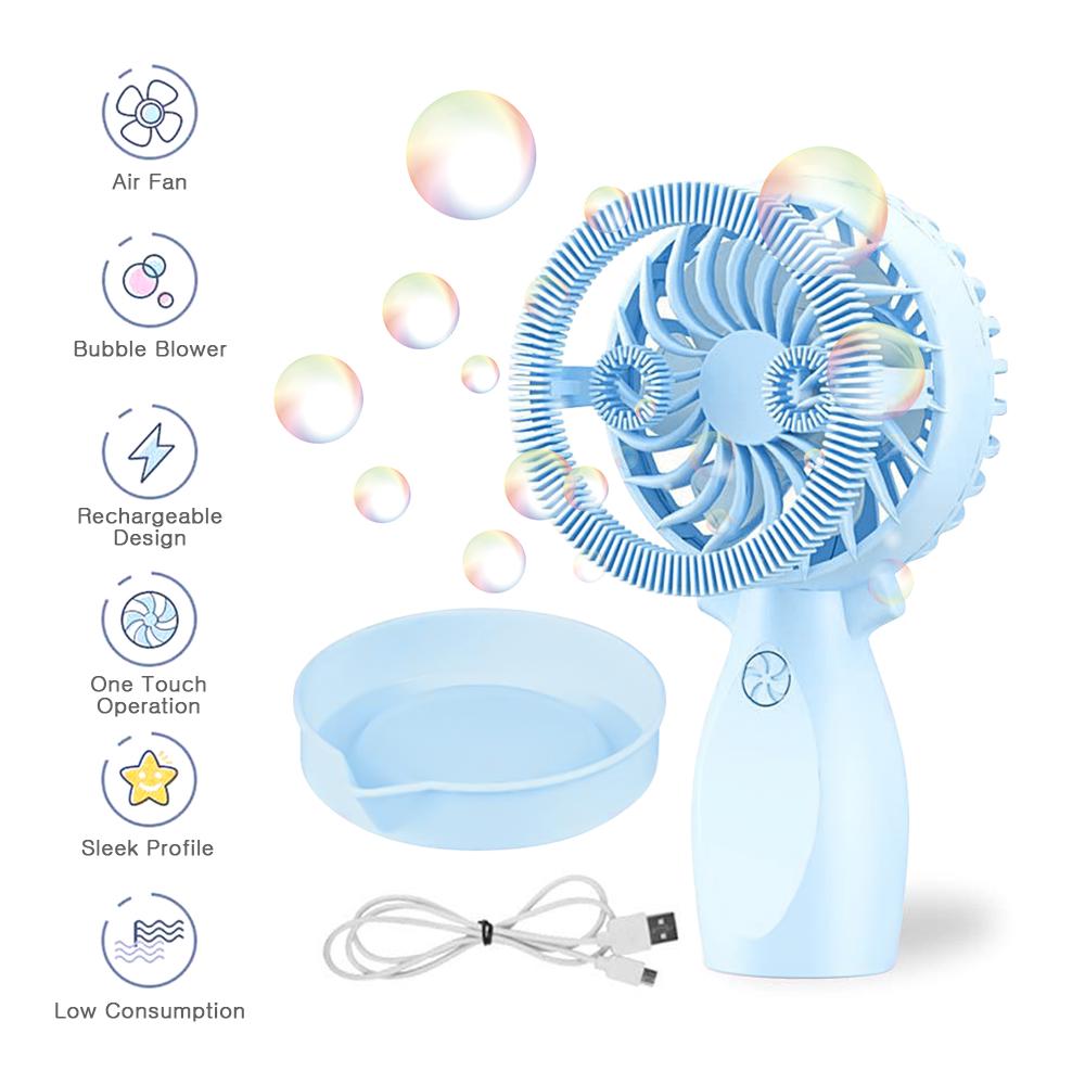 Buy 2 in 1 Handheld Fan Bubble Blower Mini Personal Fan Bubble Machine ...