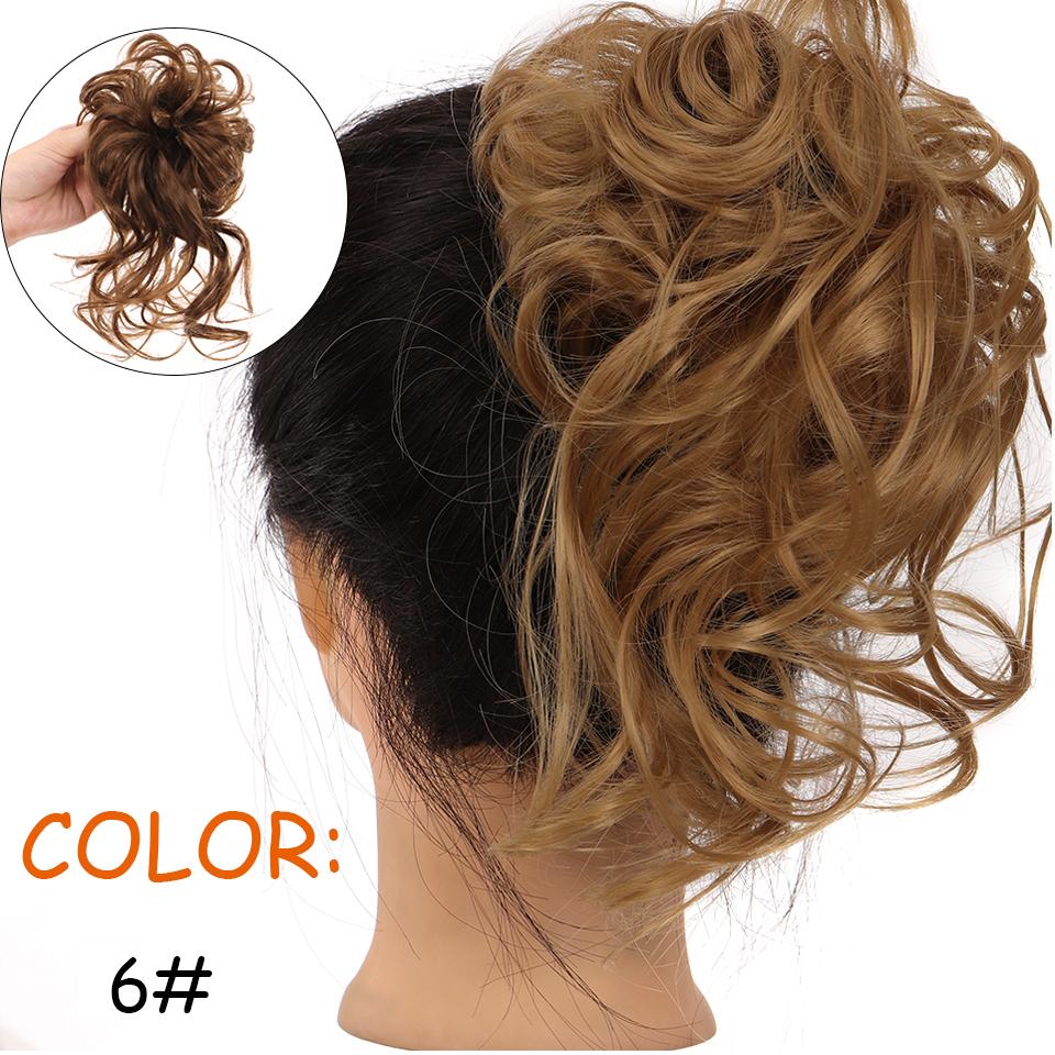 Buy Synthetic Hair Bun Chignon Messy Curly Hair Band Elastic Scrunchy ...