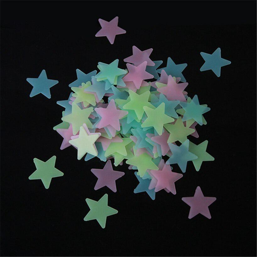 Glow In The Dark Plastic Stars Bedroom Girls Boys Luminous Space ...