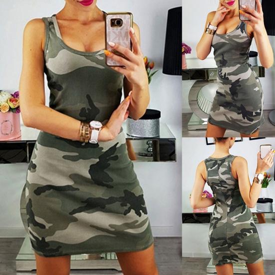 Купить Женская мода Летний стиль с коротким рукавом Камуфляж Круглый ...