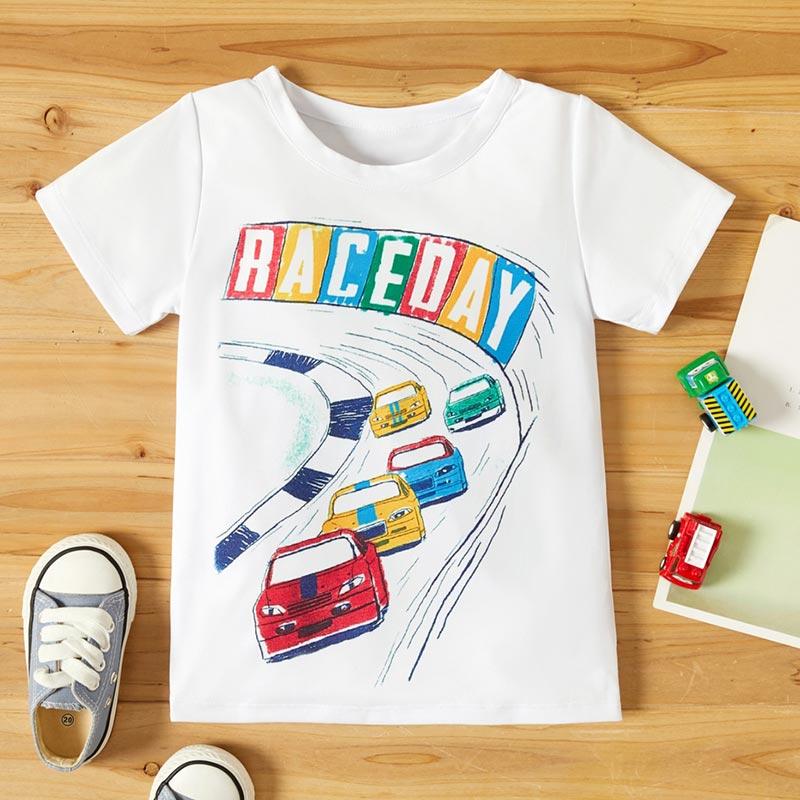 Buy 1-8 Years Boys T-Shirt Racing pattern White Kids Tee at affordable ...