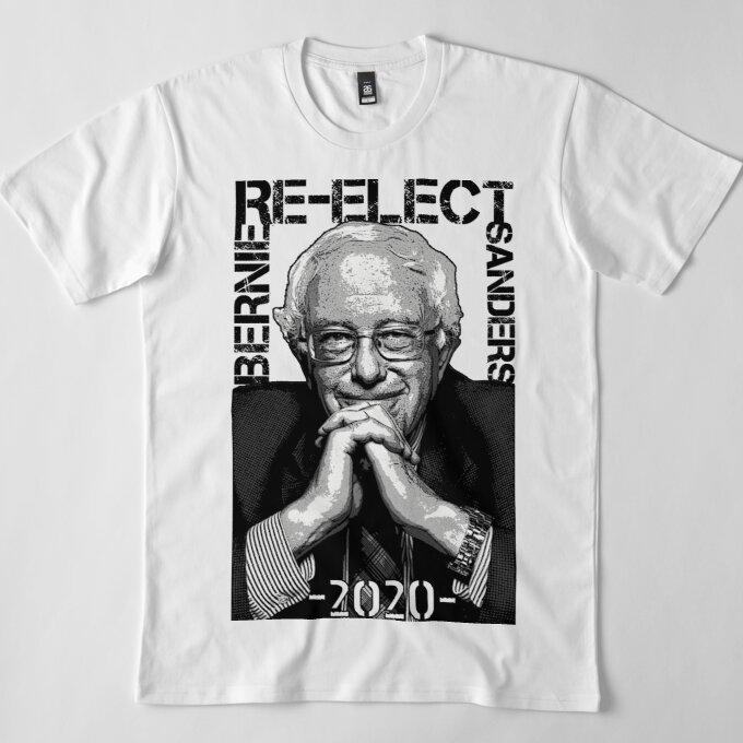Buy Men Premium Cotton T-Shirt Re Elect Bernie Sanders 2020 Portrait ...