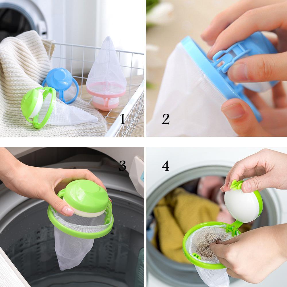Reusable Washing Machine Floating Lint Mesh Bag Hair Filter Net Pouch ...